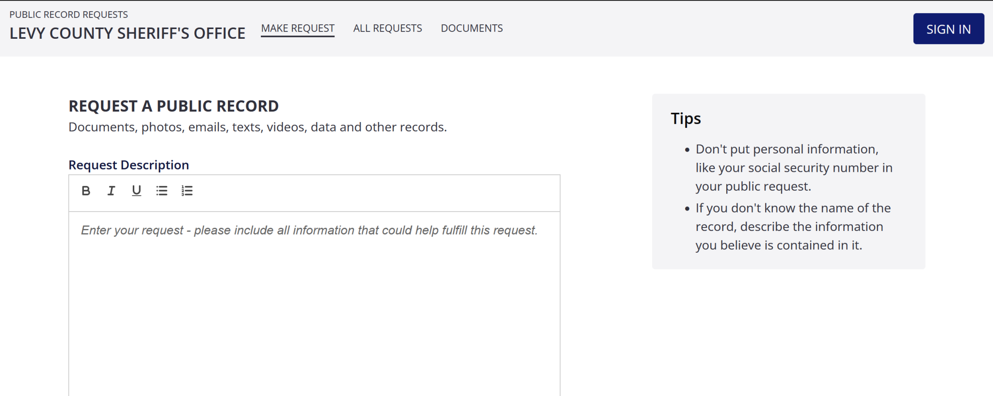 Making A Public Records Request - Levy County Sheriff's Office